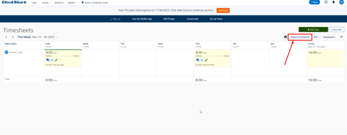 Exporting Time from ClockShark to Simpro Premium